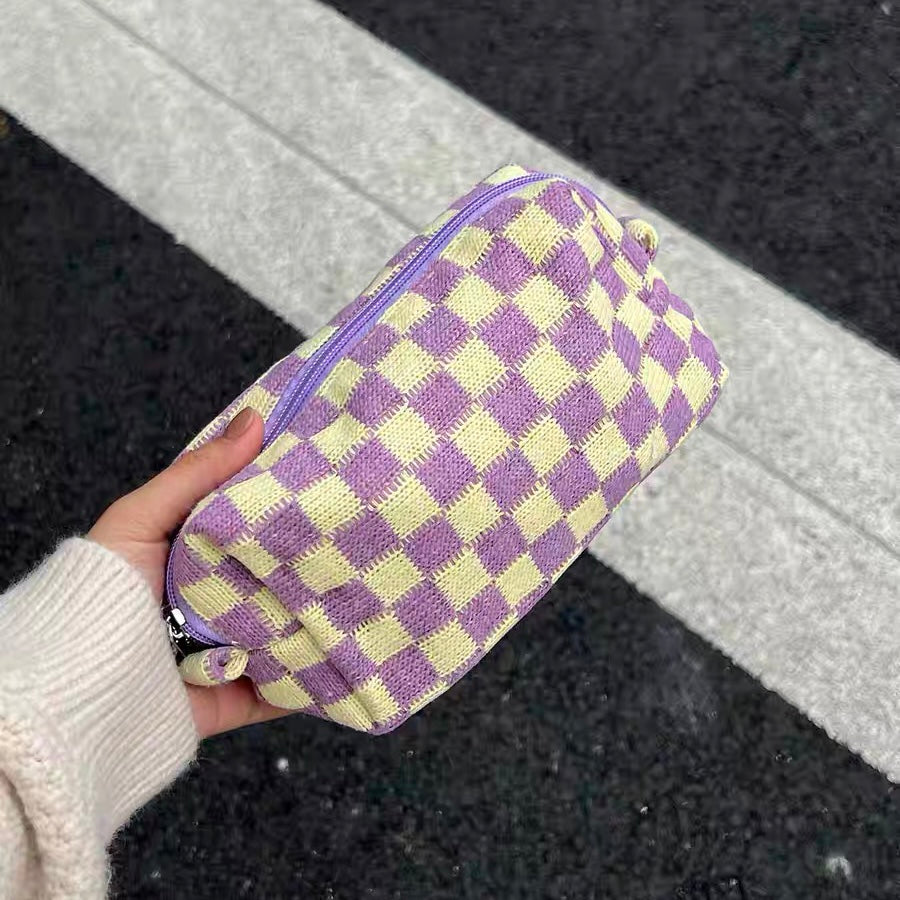 Checkerboard Makeup Bag